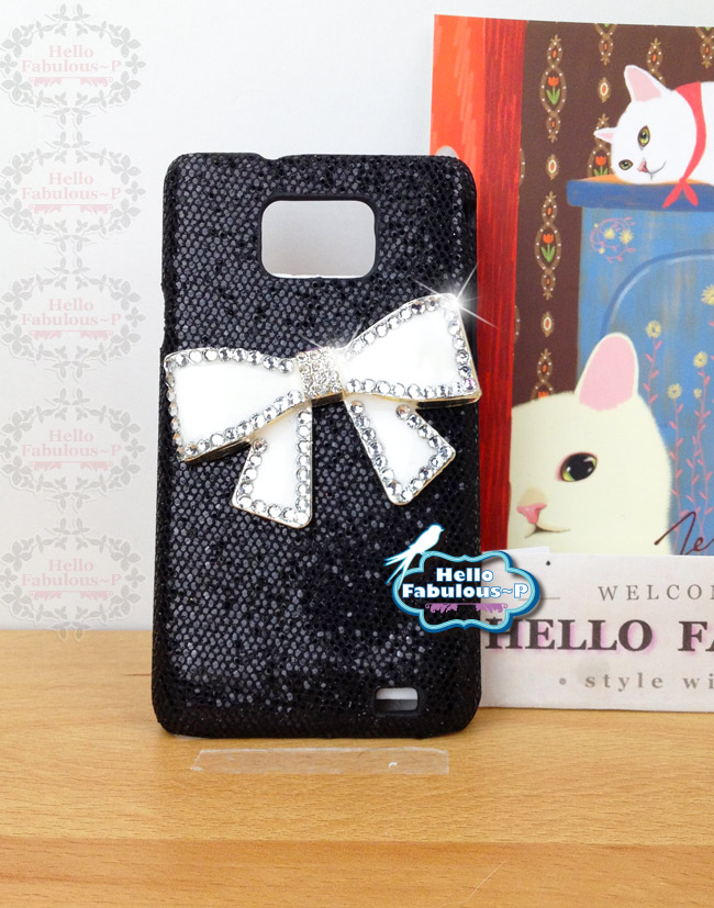 Studded Galaxy S2 Case Bow Personalized Phone Case Glitter Plastic ...